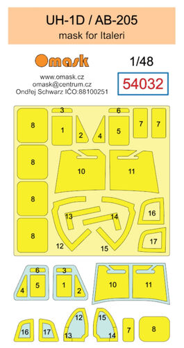 Omask 54032 Bell UH-1D / AB-205 Masks (for Italeri kits)
