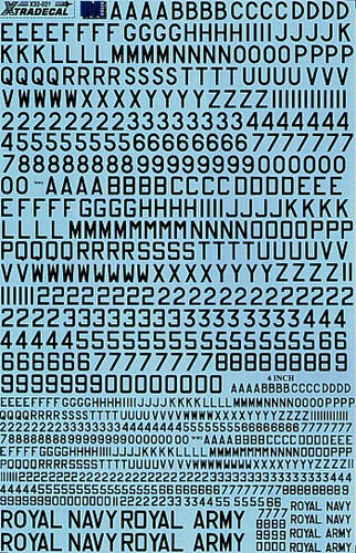 Xtradecal 32021 8' and 4' RAF and Royal Navy Serial Letters and Numbers - black