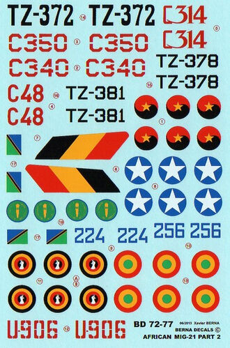 Berna Decals 72077R African Air Forces Mikoyan MIG-21 Part 2