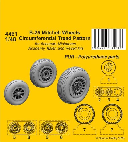 CMK K4461 B-25 Mitchell Wheels/Circumferential Tread Pattern (for Academy / Italeri / Revell kit)