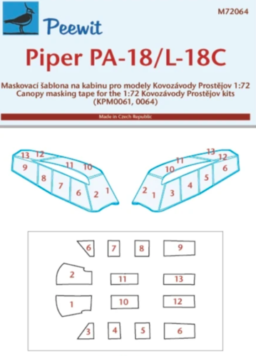 Peewit 72064 Canopy mask for Piper L-18 Kovozávody Prostìjov