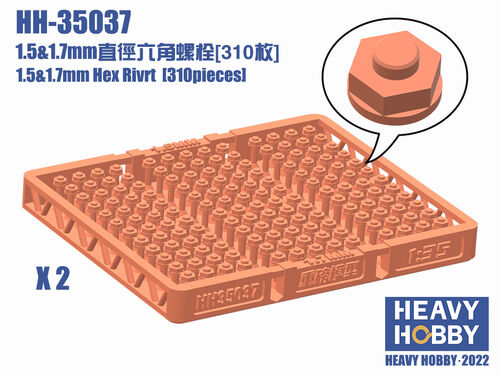 Heavy Hobby HH-35037 1.5&1.7mm Hex Rivet (310 pieces)