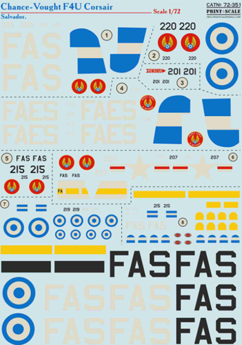 Print Scale 72-351 F4U Corsair. Salvador. In the complete set 1,5 sheets