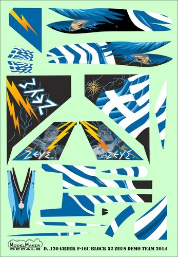 Model Maker Decals D48120 GREEK F-16C block 52 ZEUS DEMO TEAM 2015 decal + resin CFT and paraschute container for Tamiya kit