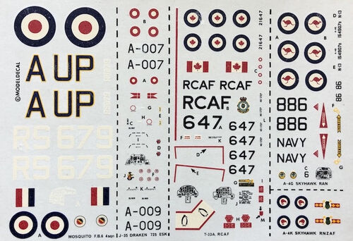 Modeldecal 017 Shooting Star / Draken / Skyhawk and Mosquito Decals