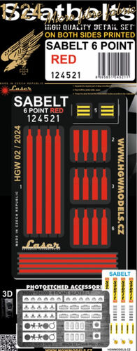 HGW Models 124521 Sabelt 6 Point Red - Seatbelts