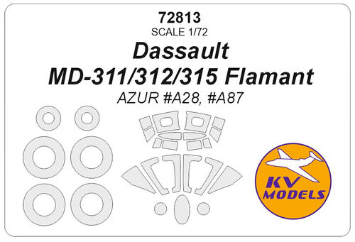 KV Models 72813 Dassault MD-311/312/315 Flamant - canopy and wheels masks (for Azur kits)