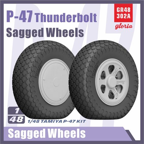 Gloria Model GR48302A P-47 Thunderbolt Sagged Wheels (For Tamiya Kit)