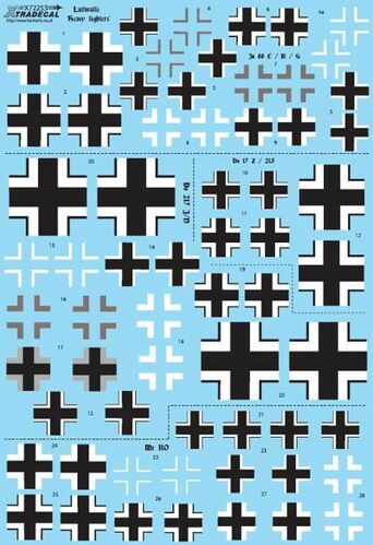 Xtradecal 72253 Luftwaffe Heavy Fighter Crosses for Junkers Ju-88, Dornier Do-17, Do-215 & Do-217 and Messerschmitt Bf-110
