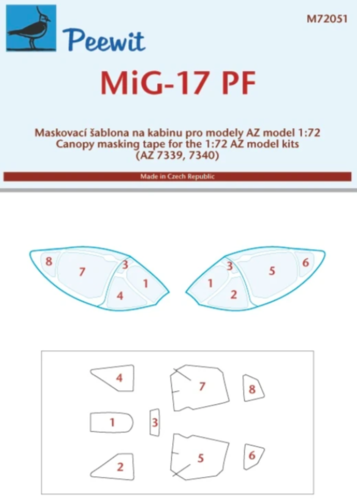 Peewit 72051 Canopy mask forl MiG-17 PF AZ model