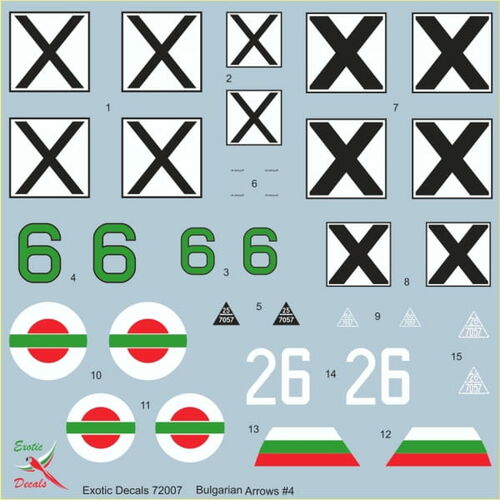 Exotic Decals 72007 Bulgarian Arrows #4 Bf-109 G in Bulgarian service