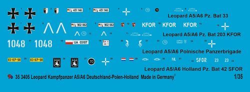 Peddinghaus-Decals 3405 4 Leopard Tanks 2 A5/A6 Germany, Poland, Netherlands