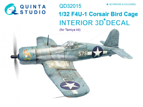 Quinta Studio QD32015 F4U-1 Corsair Bird cage 3D-Printed and coloured Interior on decal paper