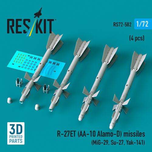 RES/KIT 72-0582 R-27ET (AA-10 Alamo-D) Missiles (4 pcs / 3D Printed)