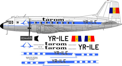 BSmodelle 720368 Ilyushin Il-14 - Tarom Decal
