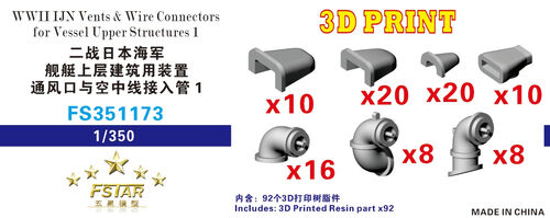 Five Star Model 351173 IJN WWII Vents & Wire Connectors for Vessel Upper Structures I - 3D Printed