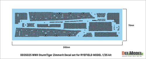DEF Model DD35025 WWII German Sturmtiger Zimmerit Coating Decal Set (For RFM)