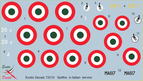 Exotic Decals 72019 Italian Spitfires Supermarine Spitfire In Regia Aeronautica
