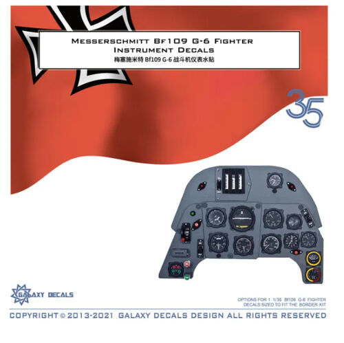 Galaxy-Model G35032 Messerschmitt Bf 109 G-6 - Instrument Panel Decals (for Border Bf-001 Kit)