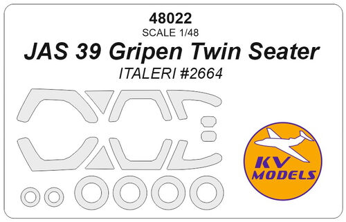 KV Models 48022 JAS 39 Gripen Twin Seater (ITALERI #2664) And Wheels Masks
