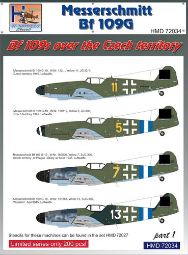 H-Model Decals D72034 Messerschmitt Bf-109 G-10 Over the Czech Territory (Part 1)