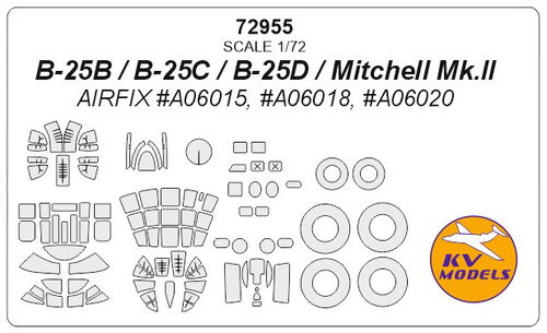 KV Models 72955 B-25B / B-25C / B-25D / Mitchell Mk.II (AIRFIX) + wheels masks