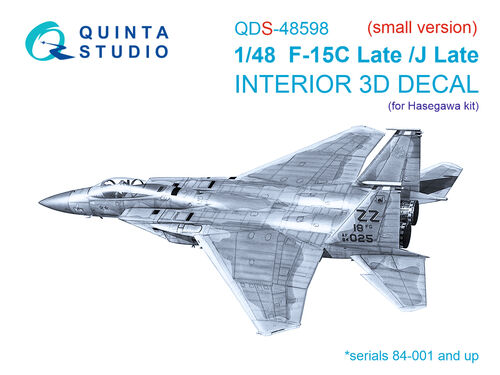 Quinta Studio QDS48598 F-15C Late/F-15J Late 3D-Printed & coloured Interior on decal paper (Hasegawa) (Small version)