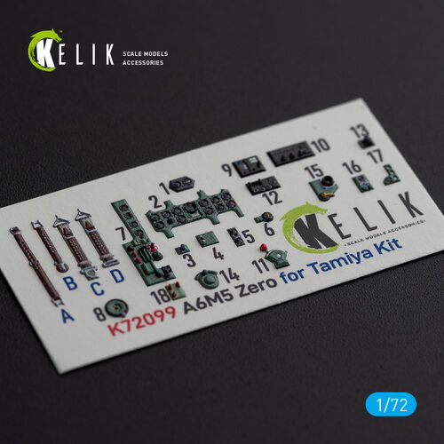 KELIK K72099 A6M5 Zero - Interior 3D Decals For Tamiya Kit