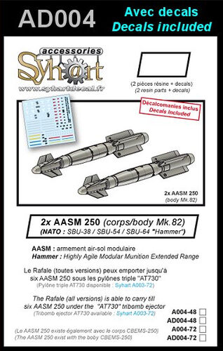 Syhart Decal AD004-72 2x AASM 250 (Body Mk.82) (Decals Included)