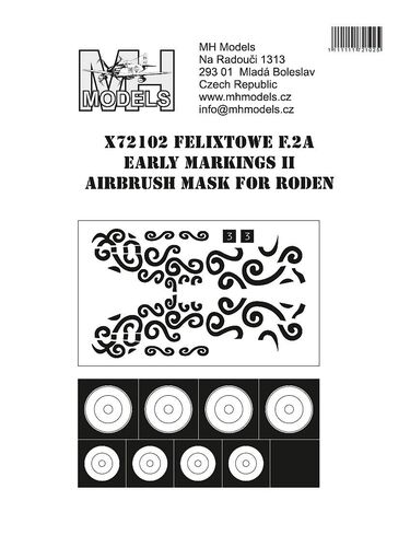 MH Models X72102 Felixtowe F.2A Early Markings II Airbrush Mask For Roden