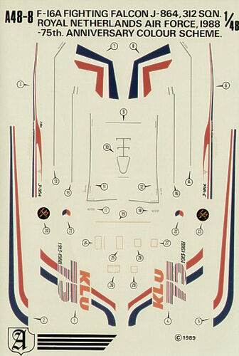Almark A4808 General-Dynamics F-16 A Fighting Falcon - Royal Netherlands Air Force (1 scheme)