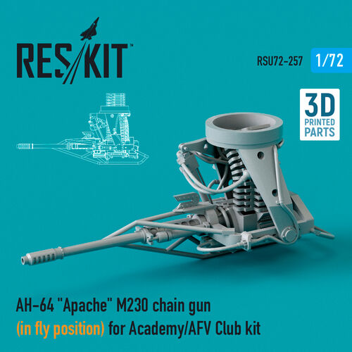 RES/KIT U72-0257 AH-64 "Apache" M230 Chain Gun (In Fly Position) For Academy / AFV Club Kit
