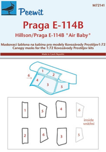Peewit 72141 Canopy mask for Praga E-114B / Hillson Praga „Air Baby“ Kovozávody Prostìjov