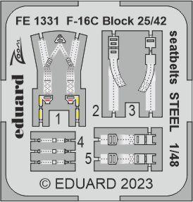 Eduard FE1331 F-16C Block 25/42 seatbelts STEEL KINETIC