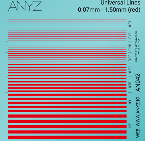 Anyz Model Accessories 042 Universal Lines 0.07mm - 1.50mm red