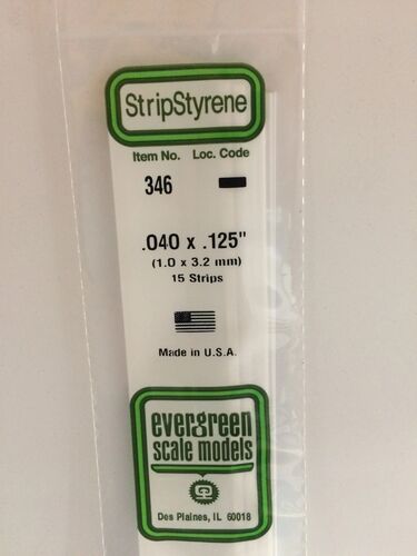 Evergreen 00346 Polystyrene Strip 1 x 3,2 mm (60 cm) (1 pc)