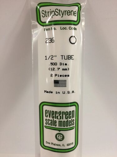 Evergreen 00236 Polystyrene Tubes 12,70 mm (35 cm) (1 pcs)