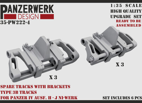 Panzerwerk Design 35-PW222-4 Spare Tracks With Brackets Type 3B Tracks For Panzer IV Ausf. H-J Ni-Werk