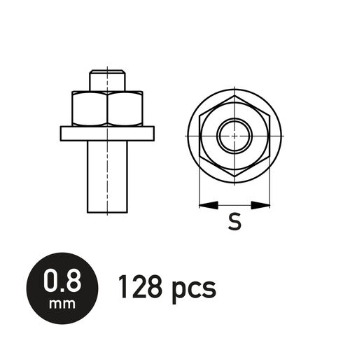 GasHans NB04006 Hexagonal Nut with Washer 0.8 mm