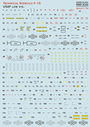 Print Scale 72-523 Technical Stencils F-15 - USAF Low Visibility