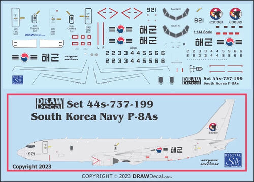 Draw Decal 44-737-199 Boeing P-8 A Poseidon - in South Korea Navy Service