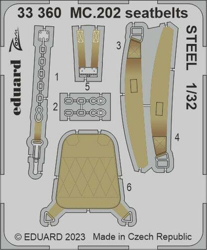 Eduard 33360 MC.202 Seatbelts STEEL ITALERI