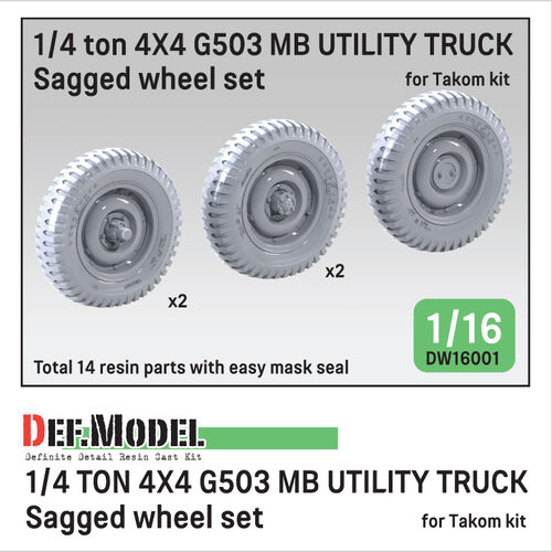 DEF Model DW16001 1/4 Ton 4x4 G503 MB Utility Truck - Sagged Wheel Set (For Takom)