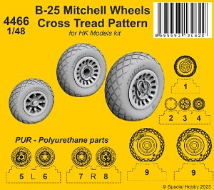 CMK K4466 B-25 Mitchell Wheels Cross Tread Pattern (For HK Models Kit)