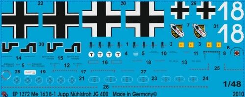 Peddinghaus-Decals 1372 Me 163 B-1 Jupp Mühlstroh JG 400