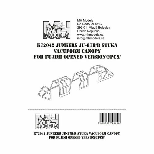 MH Models K72042 Junkers Ju-87B/R Stuka vacuform canopy