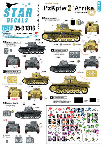 Star-Decals 35-C1316 PzKpfw I in Afrika. PzKpfw I Ausf A in Northern Africa