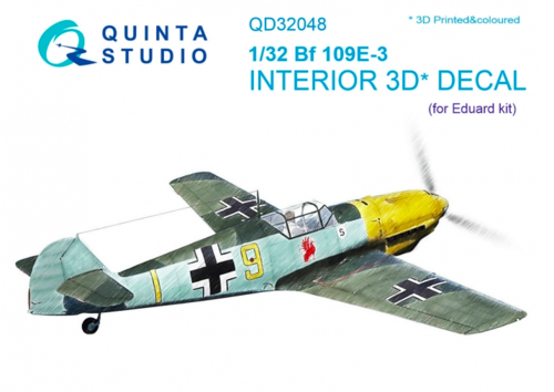 Quinta Studio QD32048 Bf 109E-3 3D-Printed and coloured Interior on decal paper