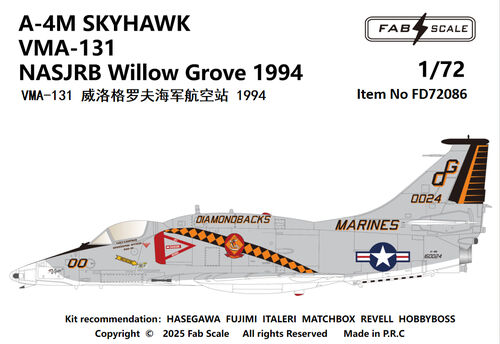 Fab Scale FD72086 Douglas A-4 M Skyhawk - VMA-131 NASJRB Willow Grove (1994)