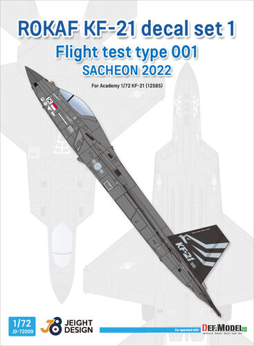 DEF Model JD72009 ROKAF KF-21 Decal Set 1, Flight Test Type 001 - Sacheon 2022 (For Academy 12585)